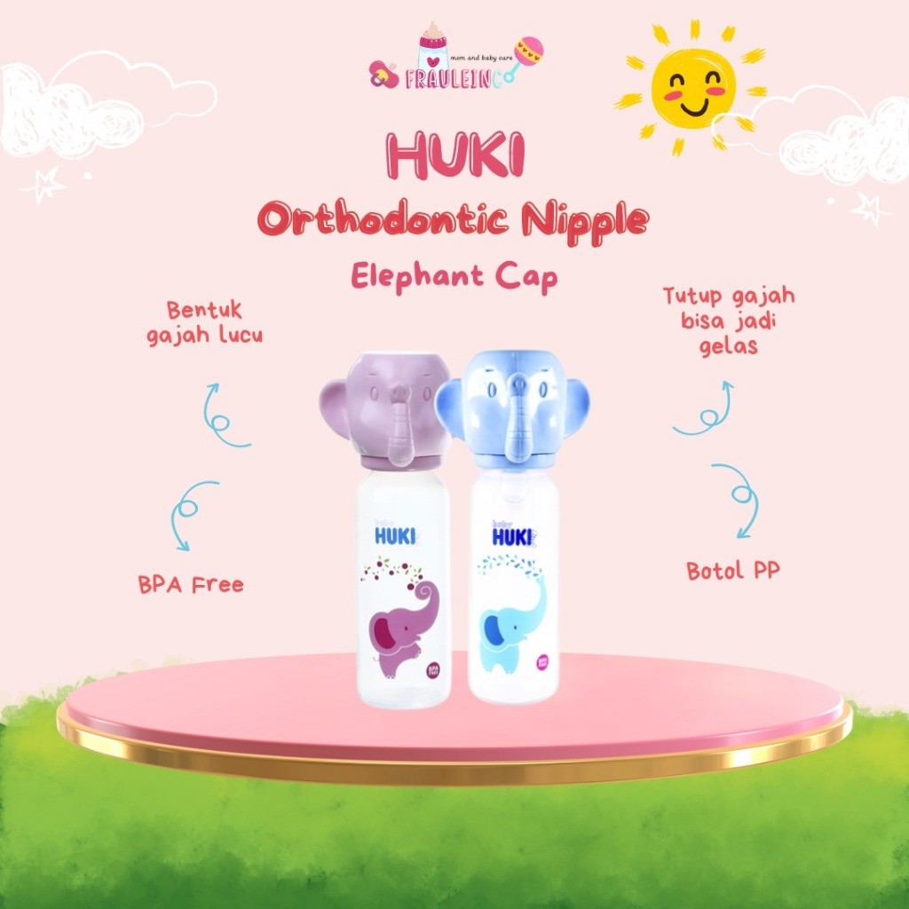 Jual HUKI BOTOL GAJAH Botol Orthodontic Nipple Elephant Cap 240 ml ...