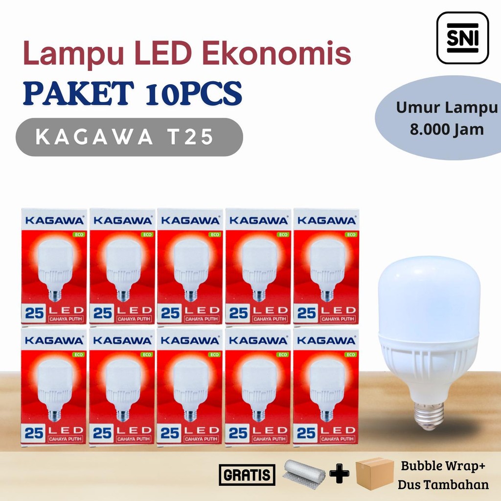 Jual Bohlam Lampu LED Murah Ekonomis PAKET 10PCS Kagawa Eco 5W 10W 15W 25W Hemat Energi Cahaya ...