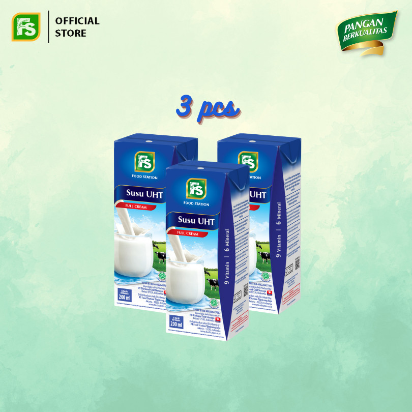 Jual Food Station - FS Susu Sapi UHT 200ml (3 Pcs) | Shopee Indonesia