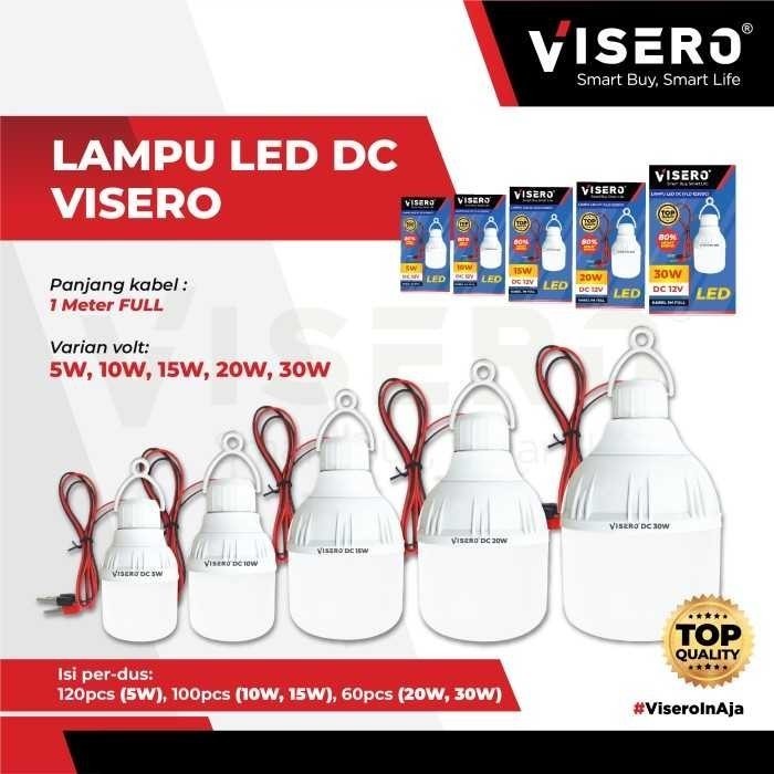 Jual VISERO Bohlam Lampu LED Jepit Aki DC 12V 5W / 10W / 15W / 20W Kabel 1M Full SNI | Shopee ...