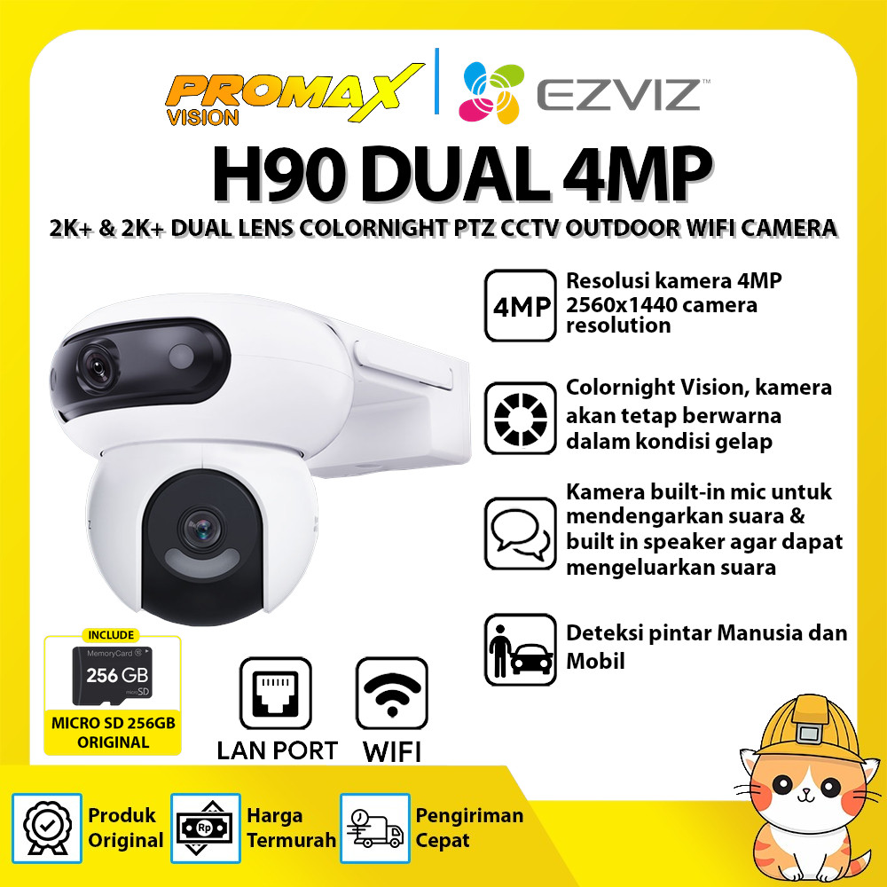 Jual EZVIZ H90-DUAL-4MP COLORNIGHT DUAL LENS 4MP+4MP IP CAMERA PTZ CCTV ...