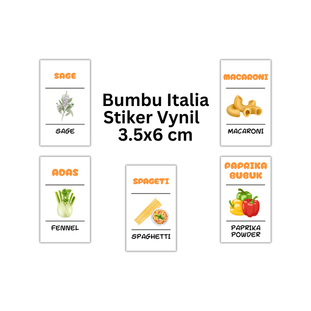 Jual KIM SHOP Label Stiker Bumbu Dapur Custom Masakan Italia Vynil ...