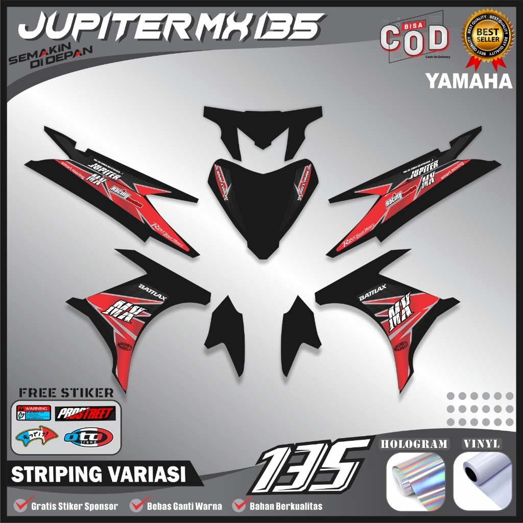 Jual Striping Sticker Jupiter Mx 135 Variasi Bahan Hologram dan Vinyl ...