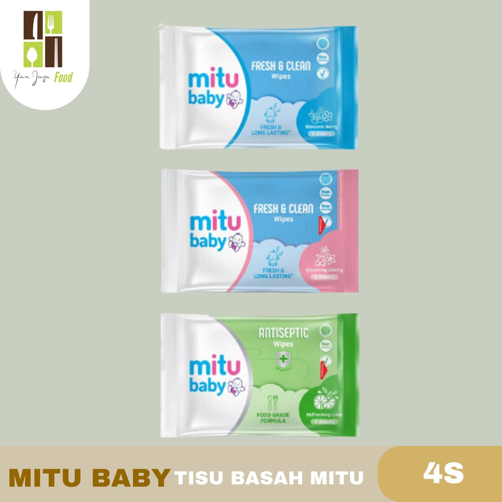Jual Mitu Baby Tissue Basah 4s / Fresh & Clean Baby Wipes Kecil isi 4 ...