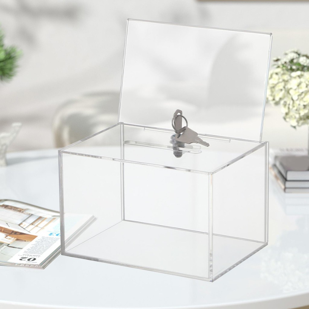 Jual Clear Ballot Box Sign Holder Container Case Suggestion Box Acrylic ...