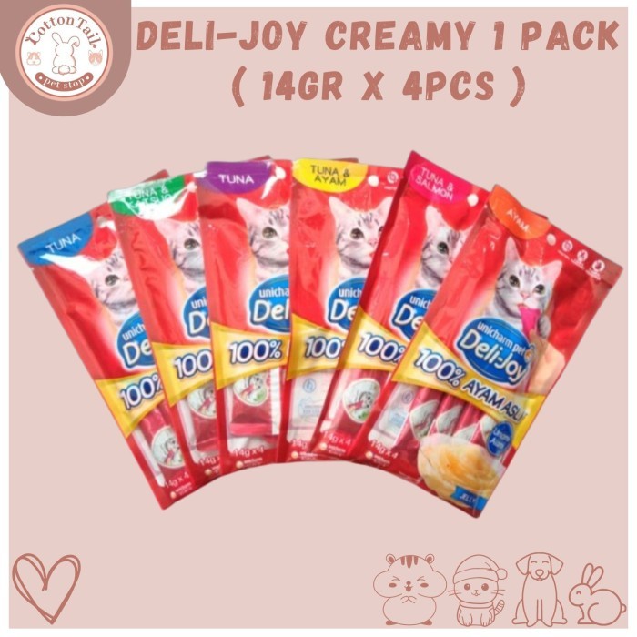 Jual Deli-Joy Creamy Snack Makanan Kucing Basah 1 Pack ( 14gr x 4 ...