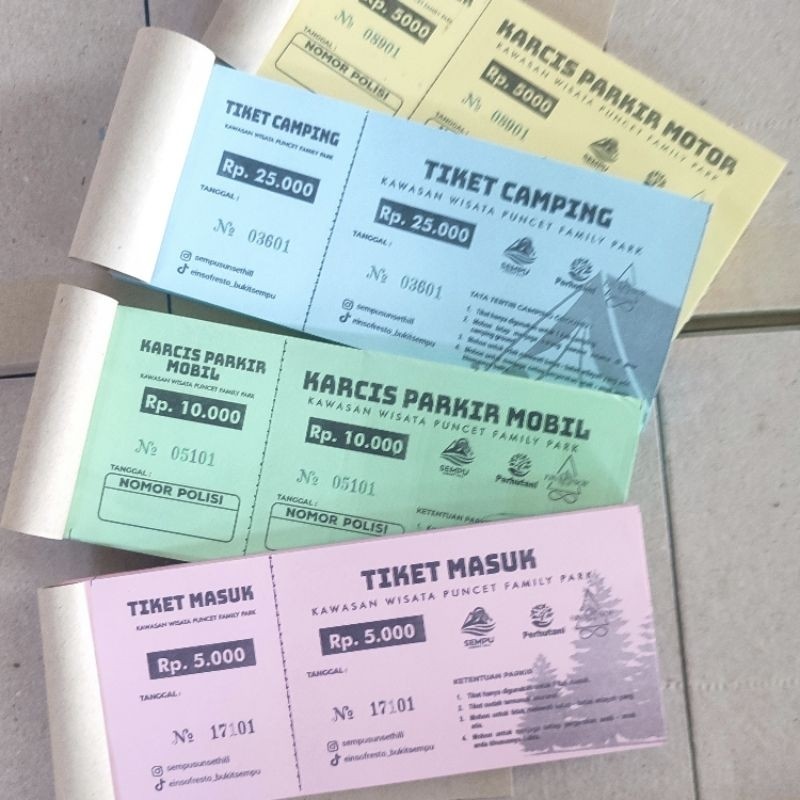 Jual KARCIS PARKIR / TIKET MASUK / KUPON UNDIAN JALAN SEHAT 1 RIM 30-40 ...