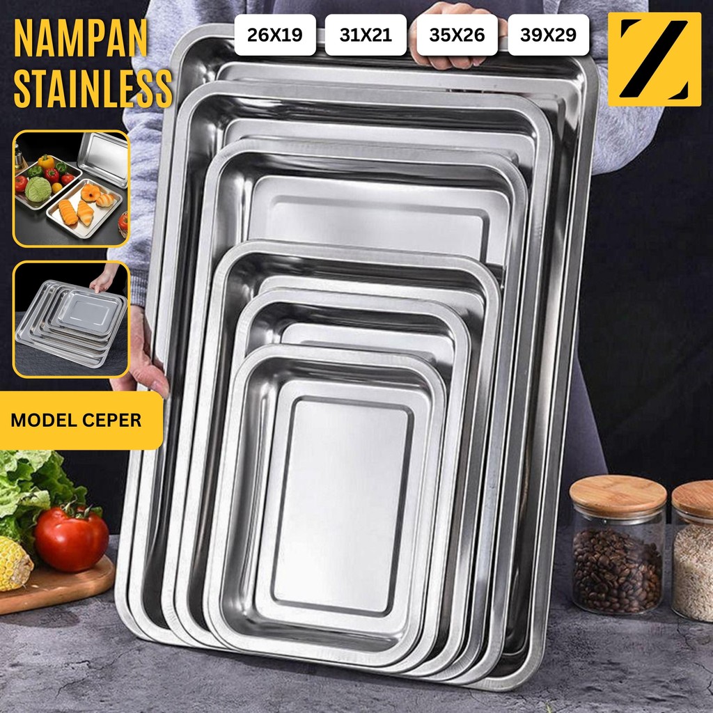 Jual 1 SET Nampan Stainless Persegi Bake Tray Baki Loyang Wadah Makanan ...
