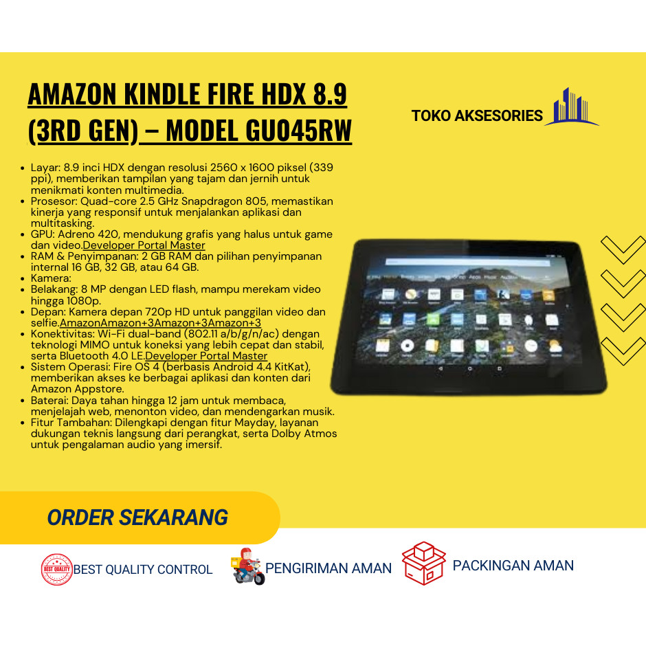 Jual Amazon Kindle Fire HDX 8.9 (3rd Gen) – Model GU045RW MEWAHNYA TOKO ...