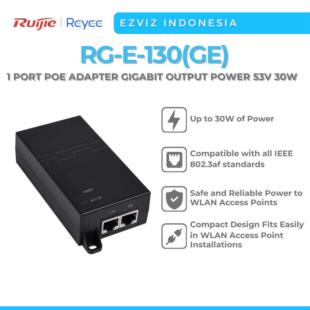 Jual RUIJIE REYEE RG-E-130(GE) 1 PORT POE ADAPTER GIGABIT OUTPUT POWER ...