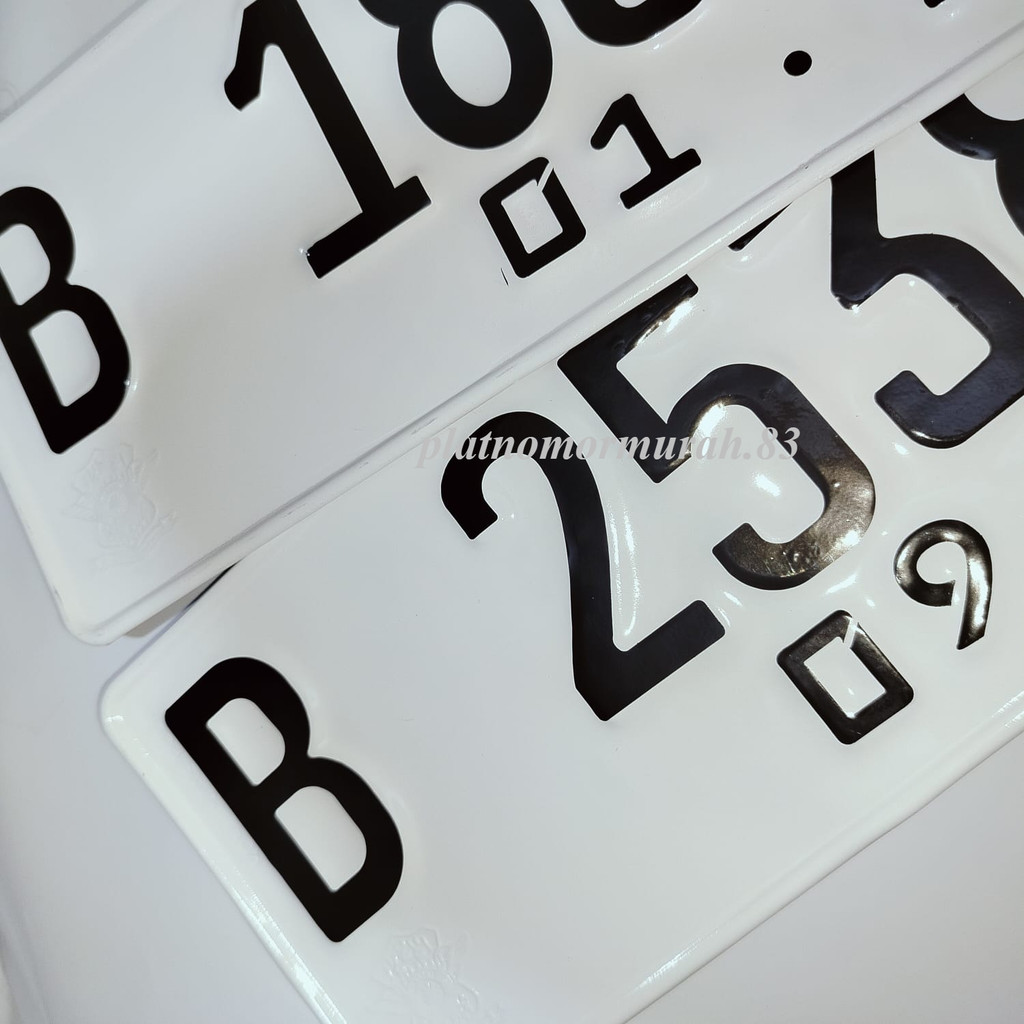 Jual Plat Nomor Mobil Putih font baru sudah ada logo bebas custom angka ...