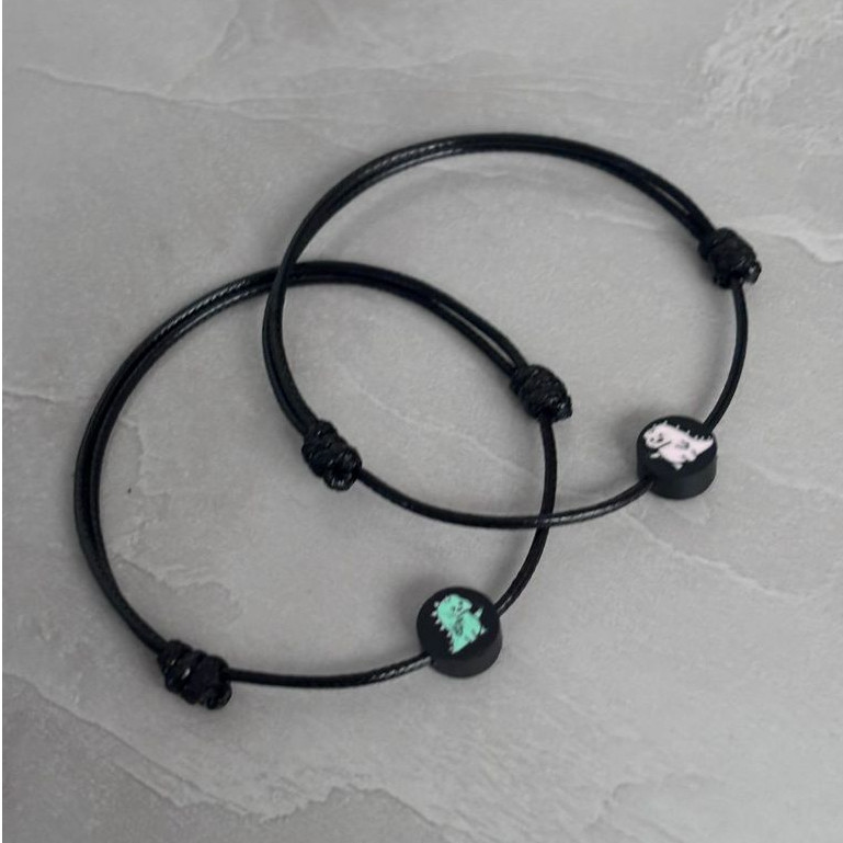 Jual ( Free Packing Box ) Gelang Dino Couple Magnet Bulat Dan Love Bisa ...