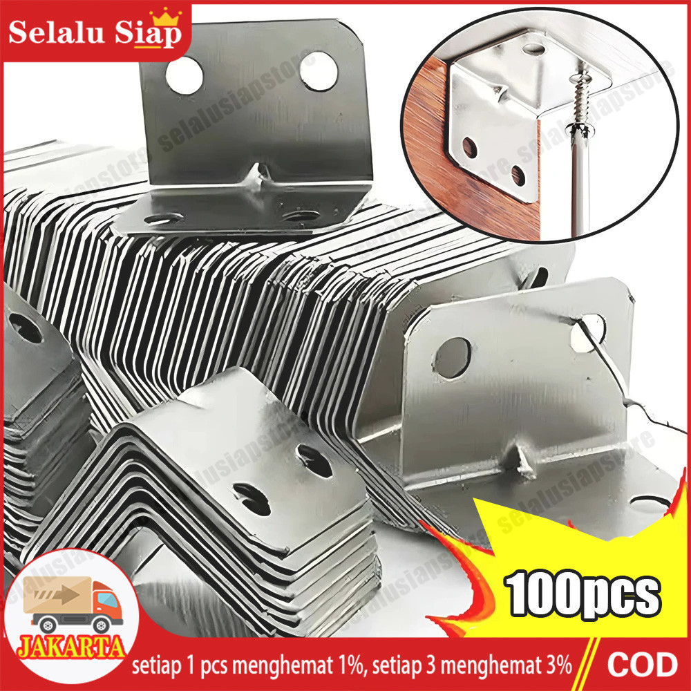 Jual 100pcs Bracket Siku L Ambalan L Plat Siku Penyangga Besi L / Siku ...