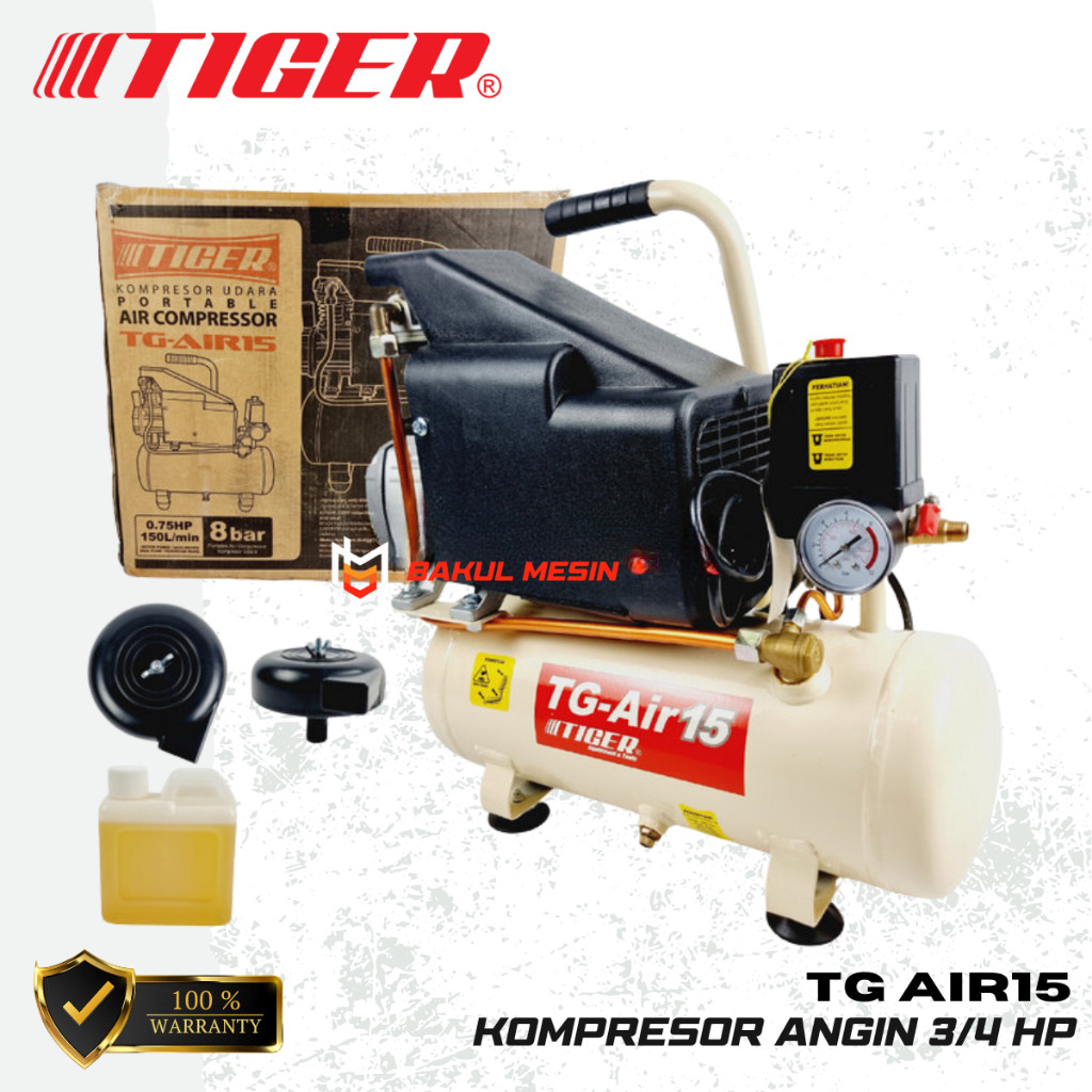 Jual TIGER TG-AIR15 AIR COMPRESSOR 0,75 Hp MESIN KOMPRESOR TG AIR 15 | Shopee Indonesia