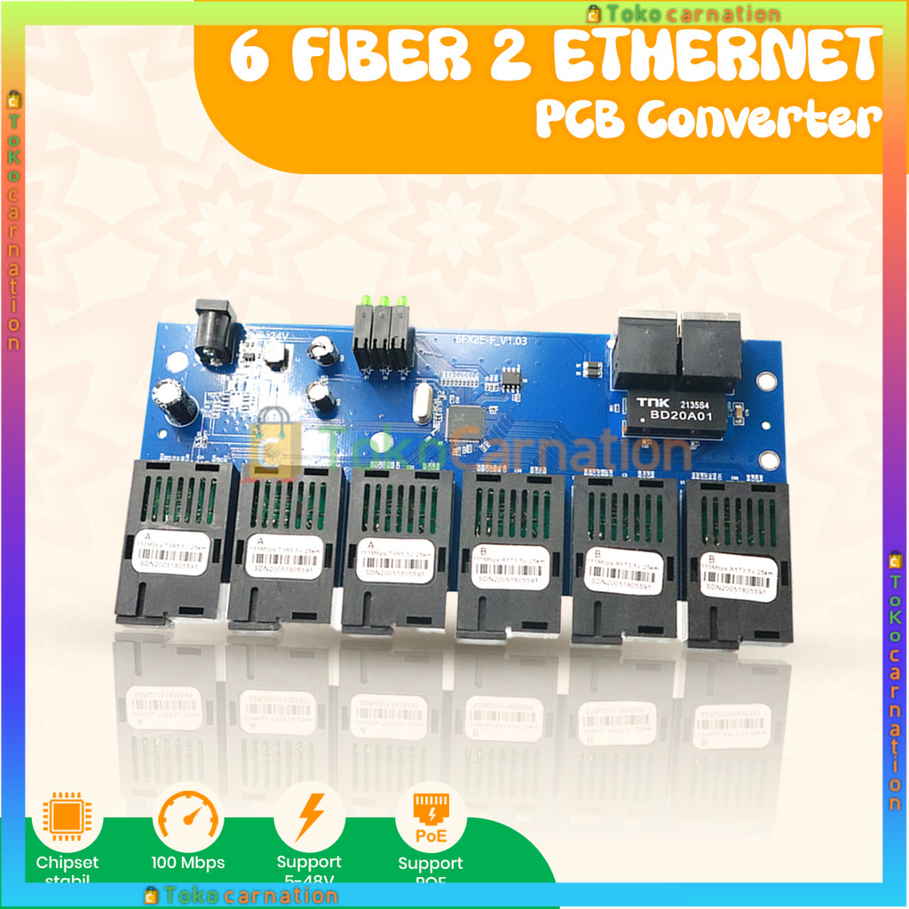 Jual 【Support POE】20KM 6F2E Fiber Optical PCB Board Single Mode 6 SC ...