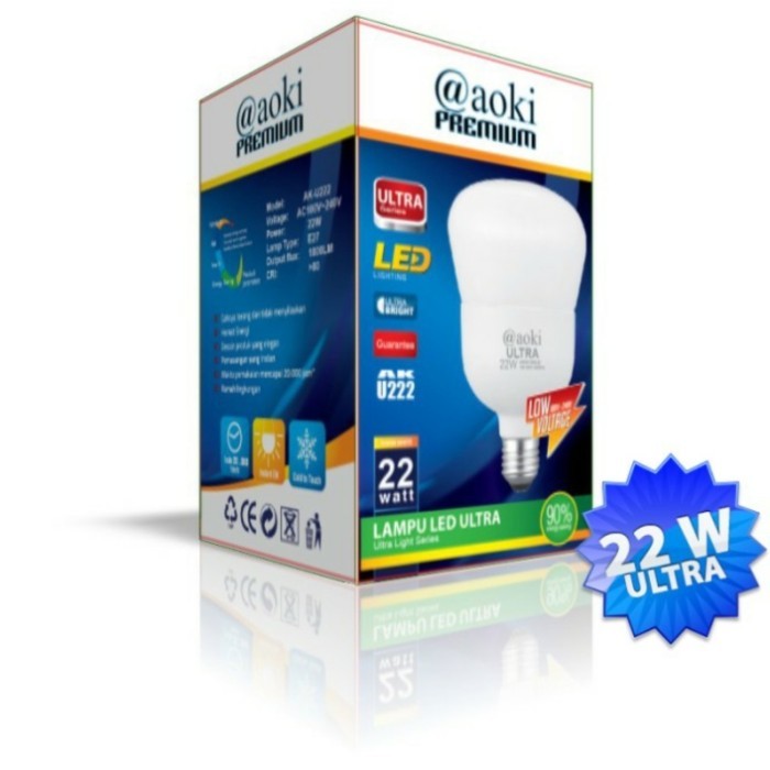 Jual Lampu LED Aoki Ultra 22 Watt 22 W Lampu LED 22Watt 22W Putih U222 ...