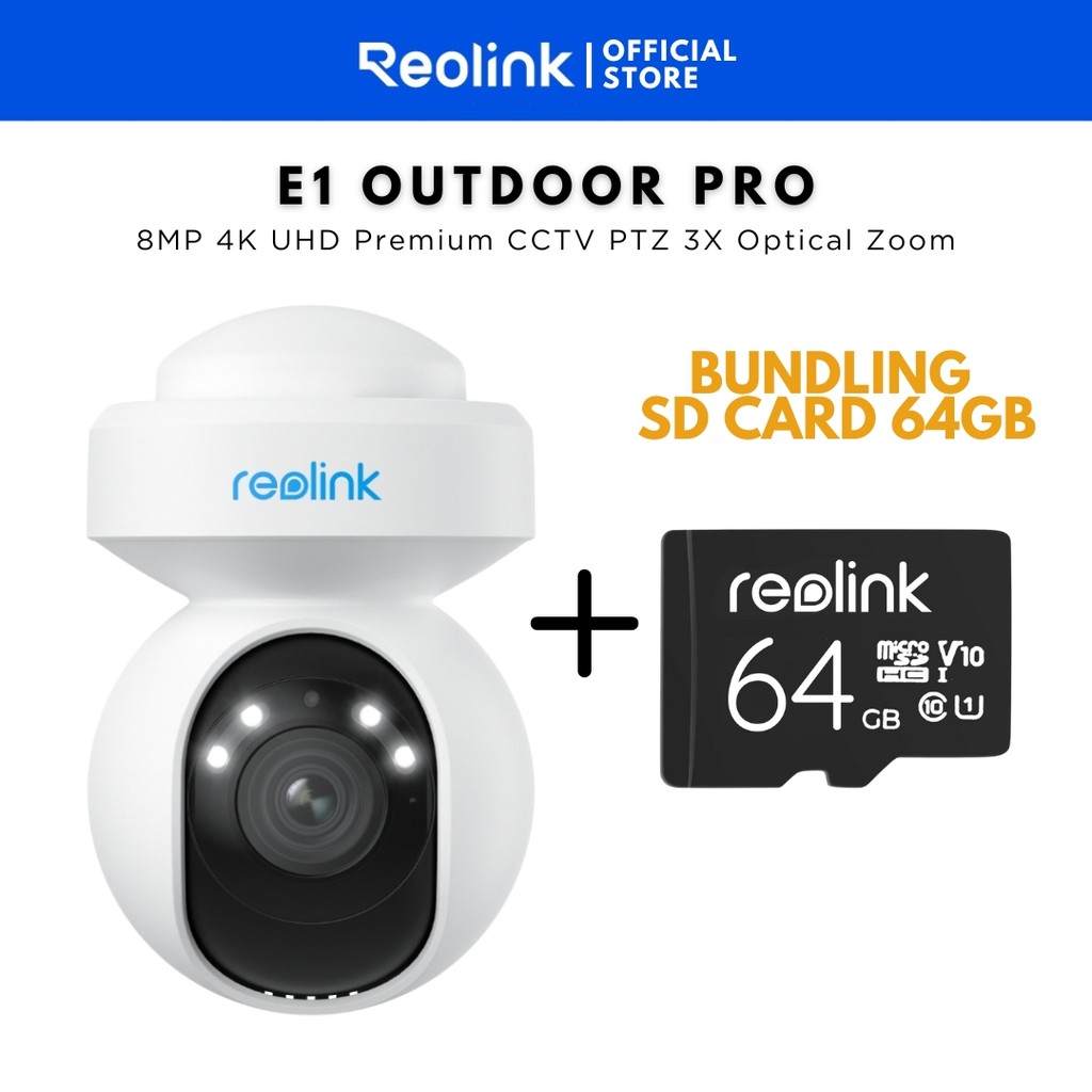 Jual REOLINK Bundling E1 Outdoor Pro & SD Card 64Gb 4K UHD Premium CCTV ...