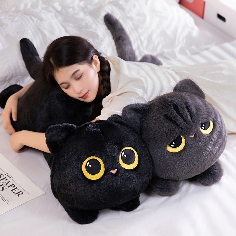 Jual 50-90cm Cute Black Cat Plush Toy Doll Kawaii Big Cuddly Pillow ...