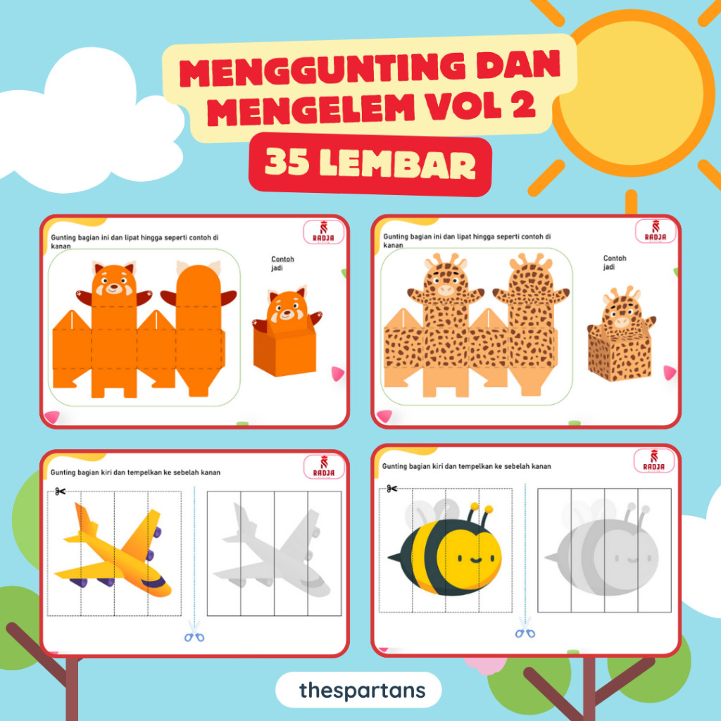 Jual 35 Lembar Worksheet Menggunting Dan Mengelem 4 5 6 tahun Siap ...