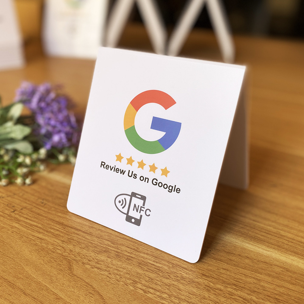 Jual Double Side Tapping Google Review NFC Stand Display Table Display ...