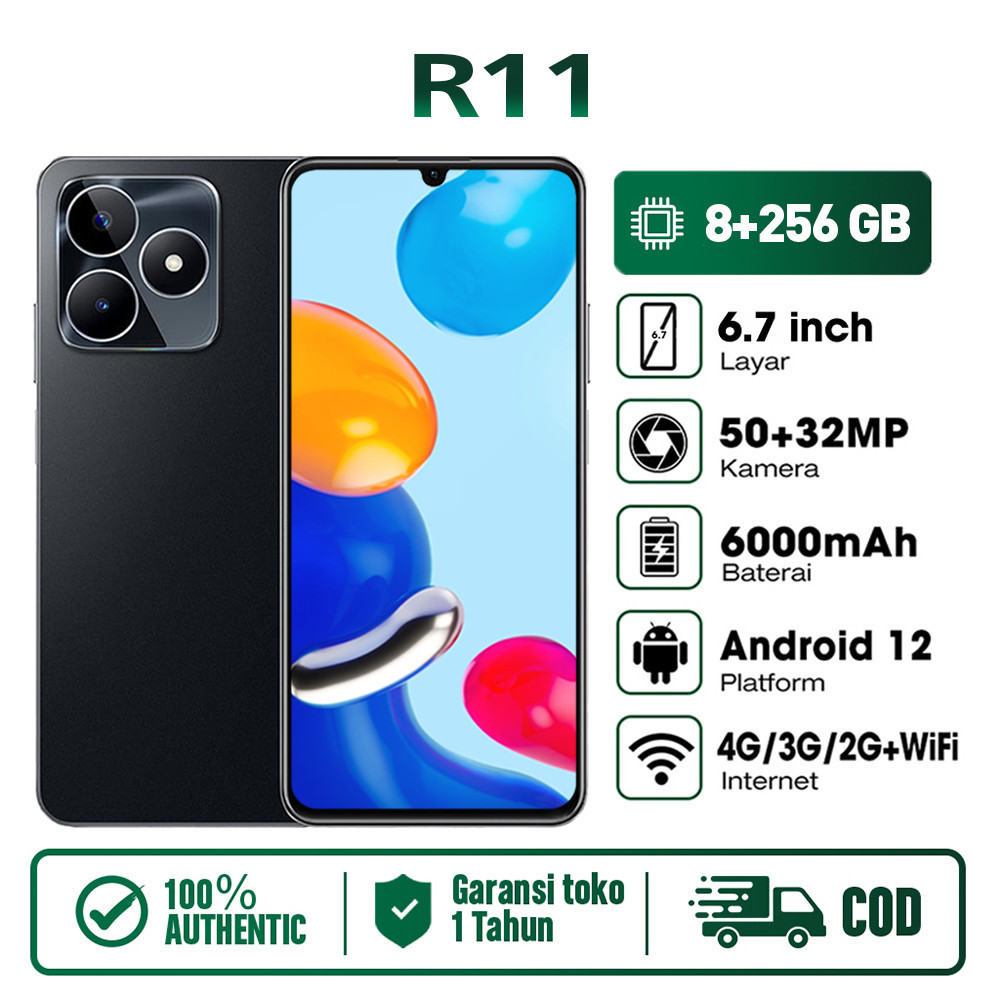 Jual Hp murah R11 Terbaru original ram 8GB 256GB layar 6.7inch 50MP ...