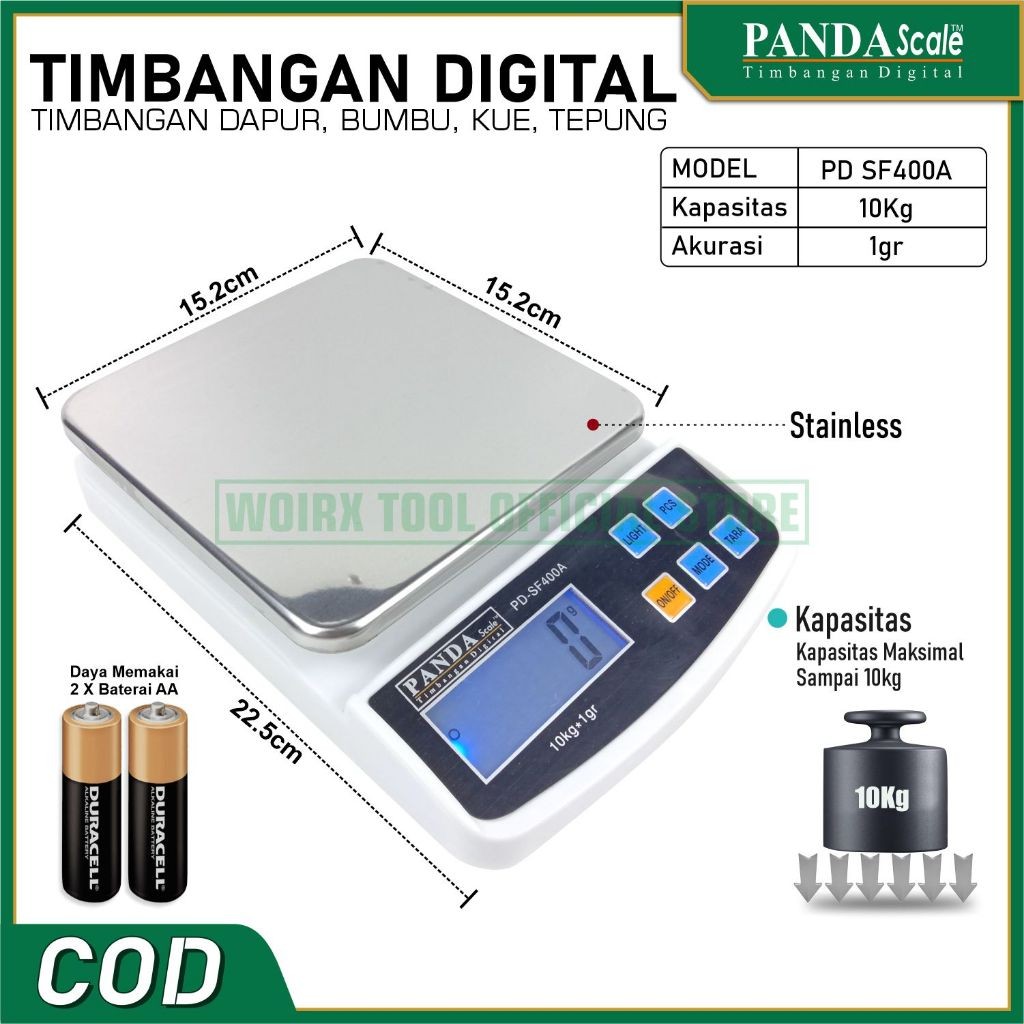Jual PANDA SCALE Timbangan Dapur Kue Bumbu Tepung 10kg 1g | Shopee ...