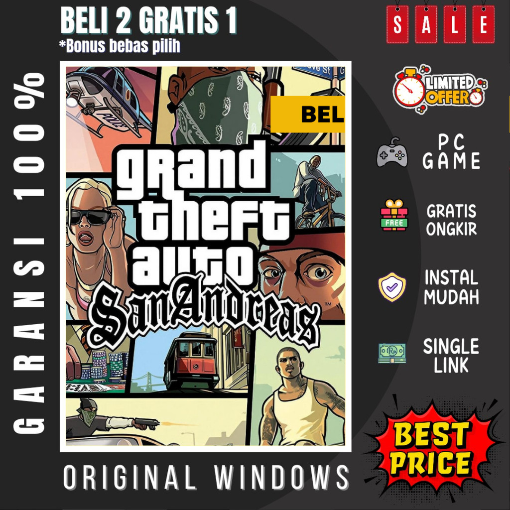 Jual GRAND THEFT AUTO SAN ANDREAS - GAME PC - GAME LAPTOP - PC GAMES ...