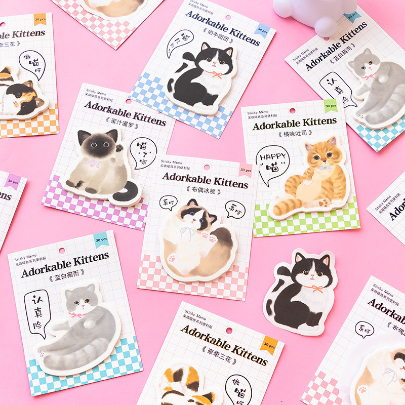 Jual 30 Pcs/pack Cute Sticky Notes Cartoon Sticky Notes Animals Shape ...