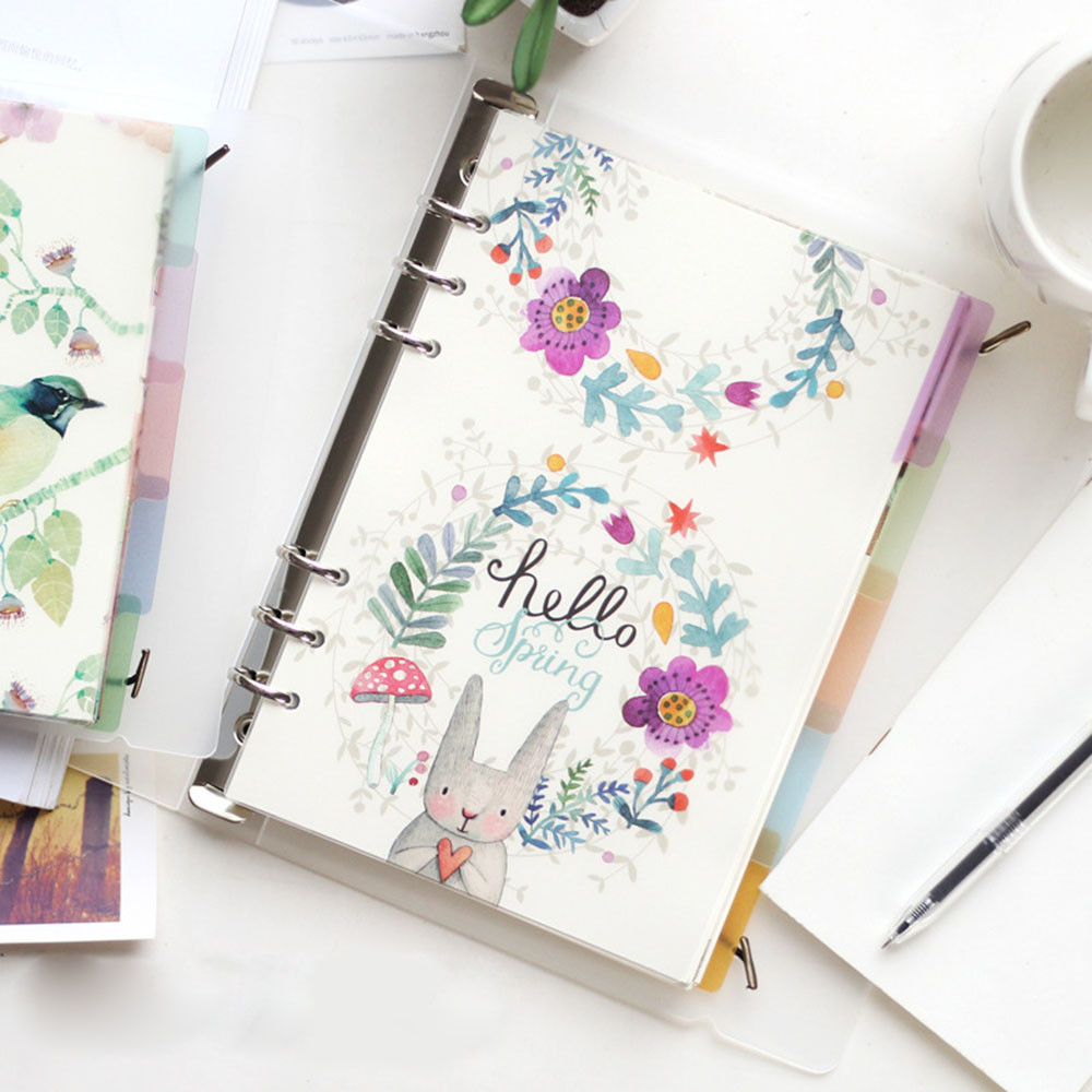 Jual A5 A6 6 Holes Colored Notebook Loose Leaf Transparent PP Separator ...
