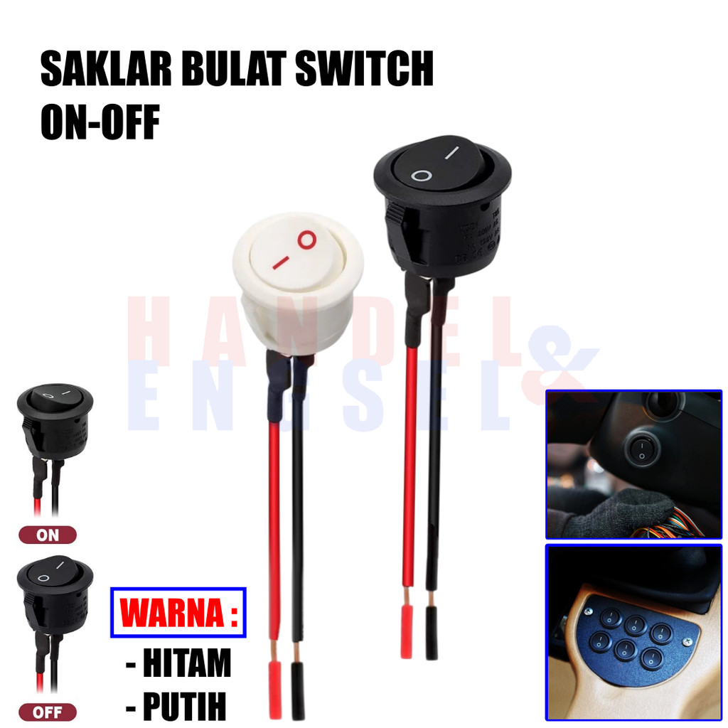 Jual Saklar Panel Bulat On Off Switch 2 Pin Plus Kabel Hitam Putih ...
