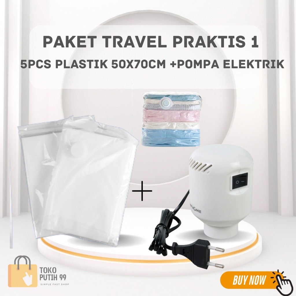 Jual Paket Hemat Travel Kantong Vakum Baju dan Pompa Manual Elektrik Bag Vacuum Plastik ...