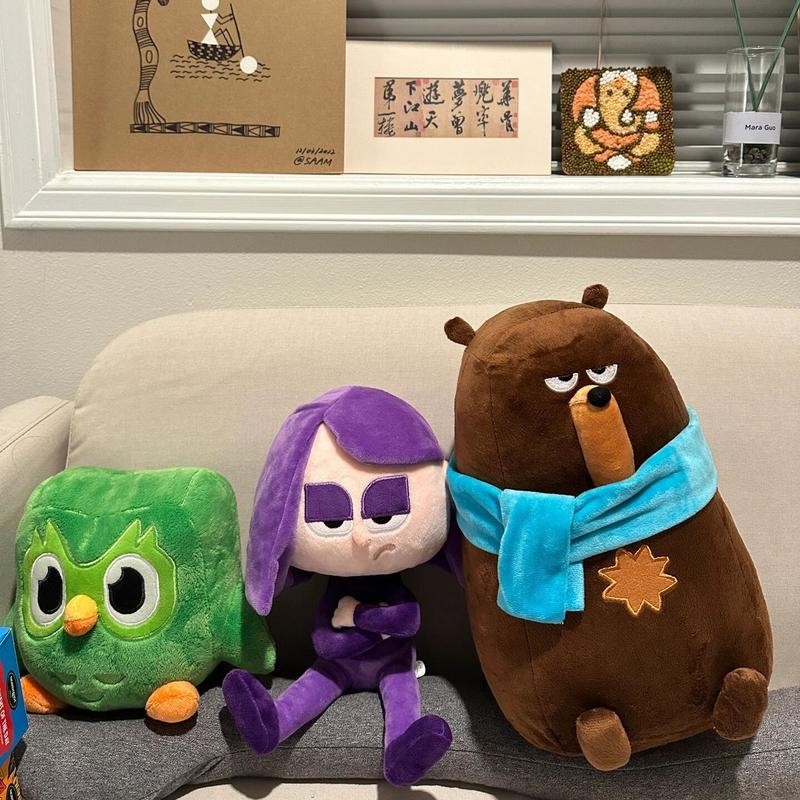 Jual Cute Duolingo Plush Doll Pulling Sister Lily Stinky Bird Owl Duo ...
