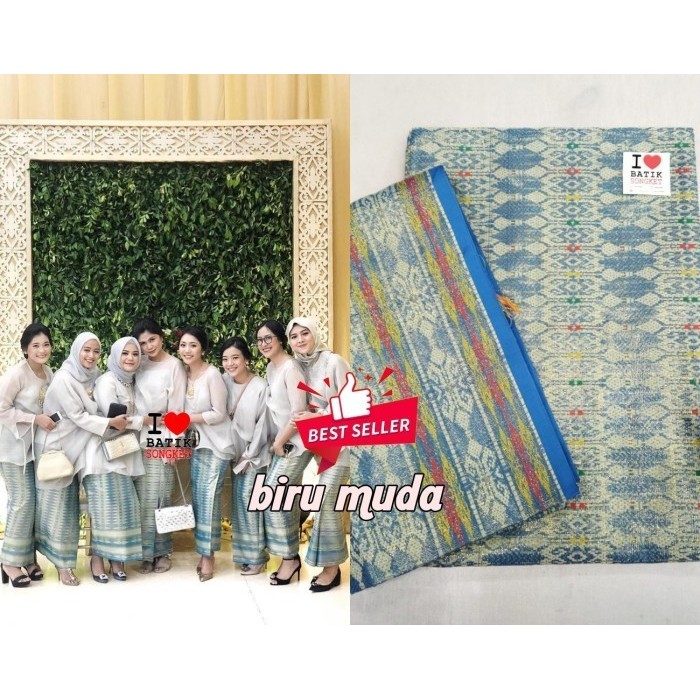 Jual Songket thailand warna biru songket mesin sumatra sulawesi ...