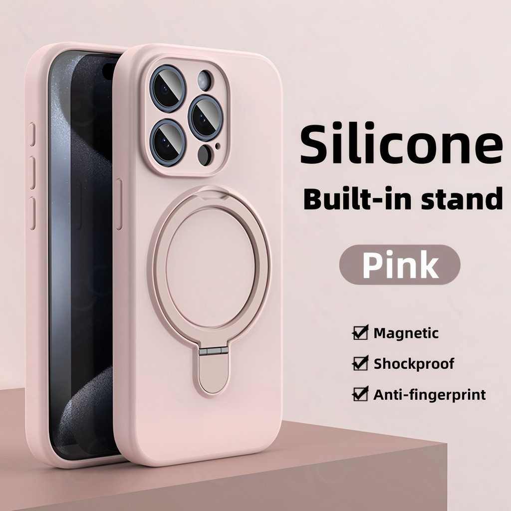 Jual New Casing Luxury Liquid Silicone Soft Phone Case With Stand For ...