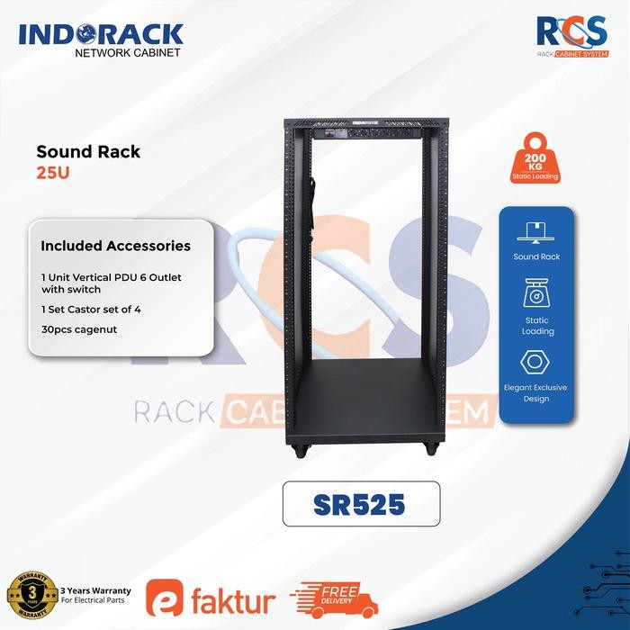 Jual INDORACK SR525 Sound Rack 25U Depth 550mm Audio Sound System Rak ...