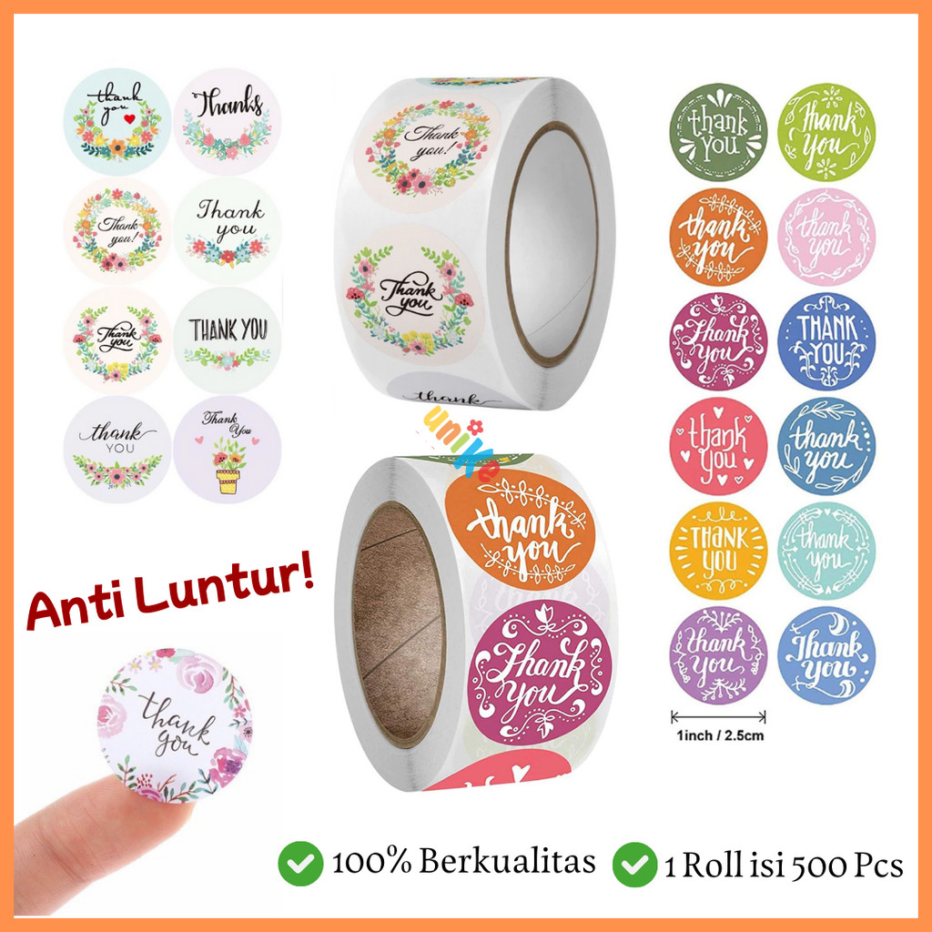 Jual Sticker Thank You 500 Pcs Roll / Stiker Label Ucapan Terima Kasih ...