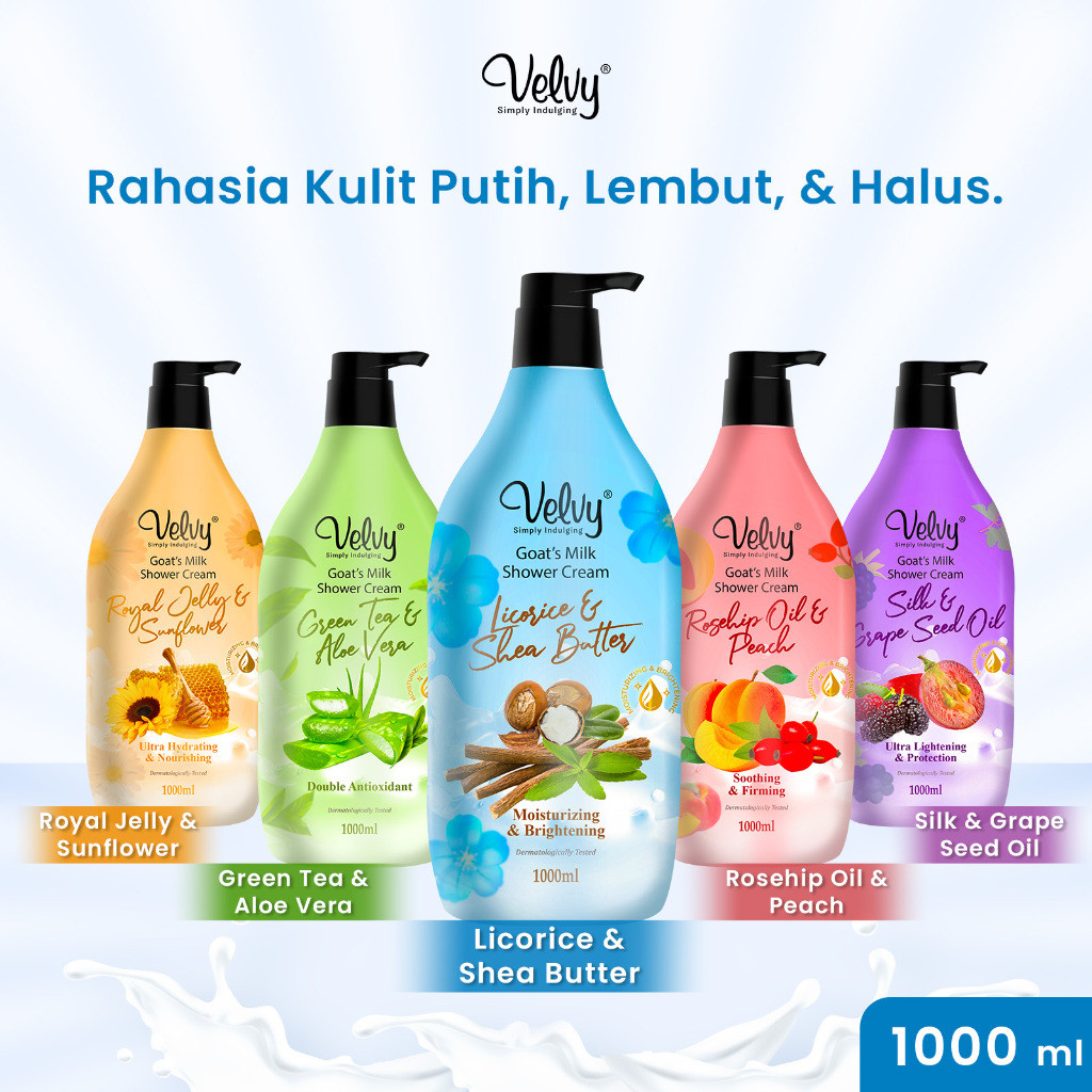 Jual Velvy Goat's Milk Shower Cream 1000ml - All Varian | Shopee Indonesia