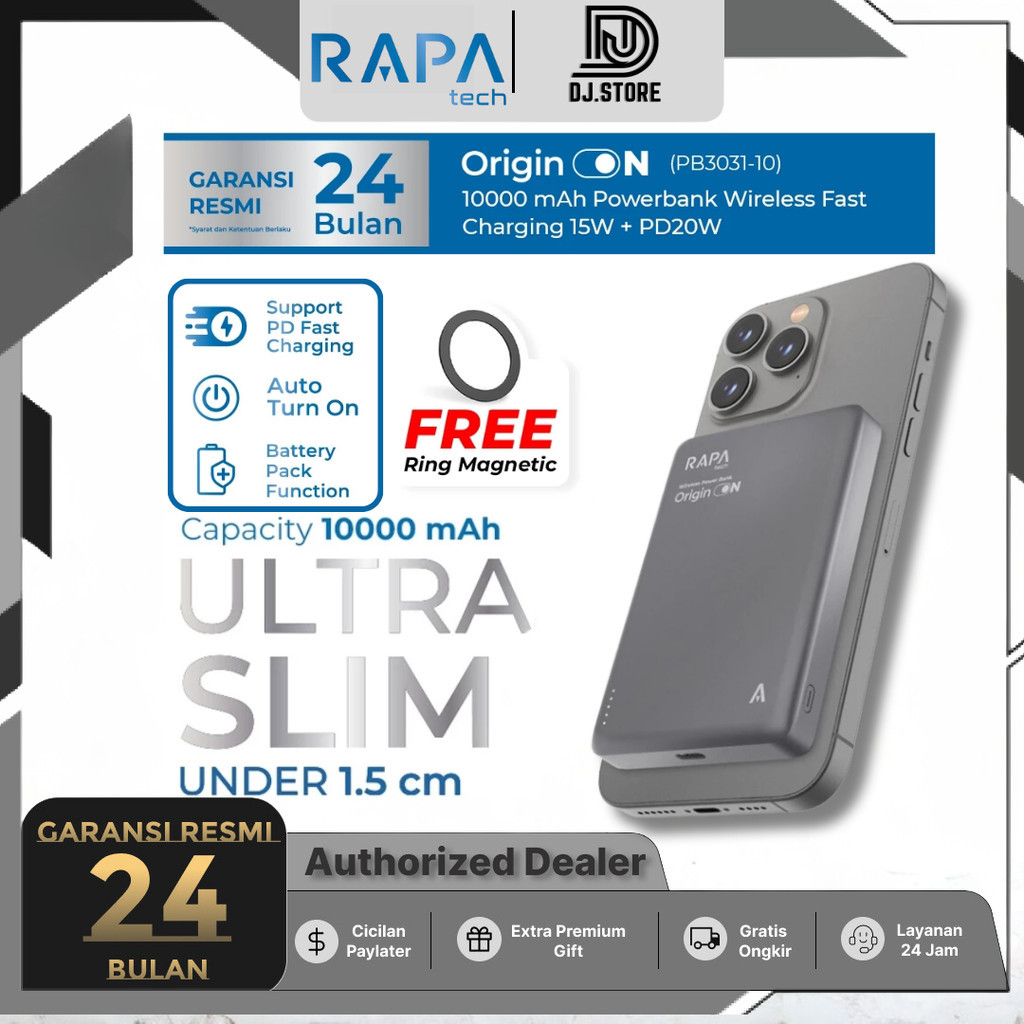 Jual RAPAtech Powerbank Origin On 10000 mAh/ 5000 mAh Wireless Fast ...