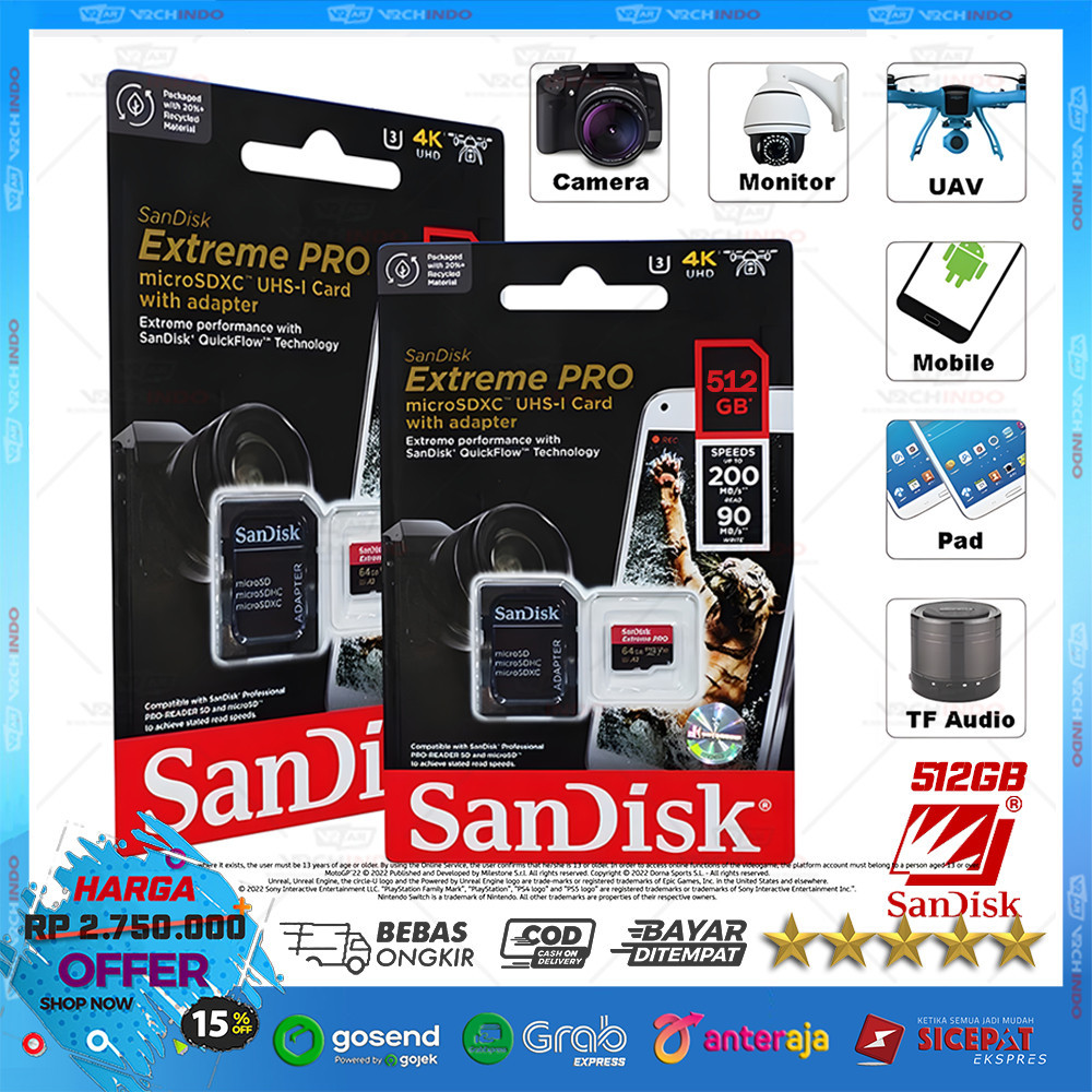 Jual MicroSD 32GB / 64GB / 128GB / 256GB Sandisk Extreme Pro A2 UHS-I ...
