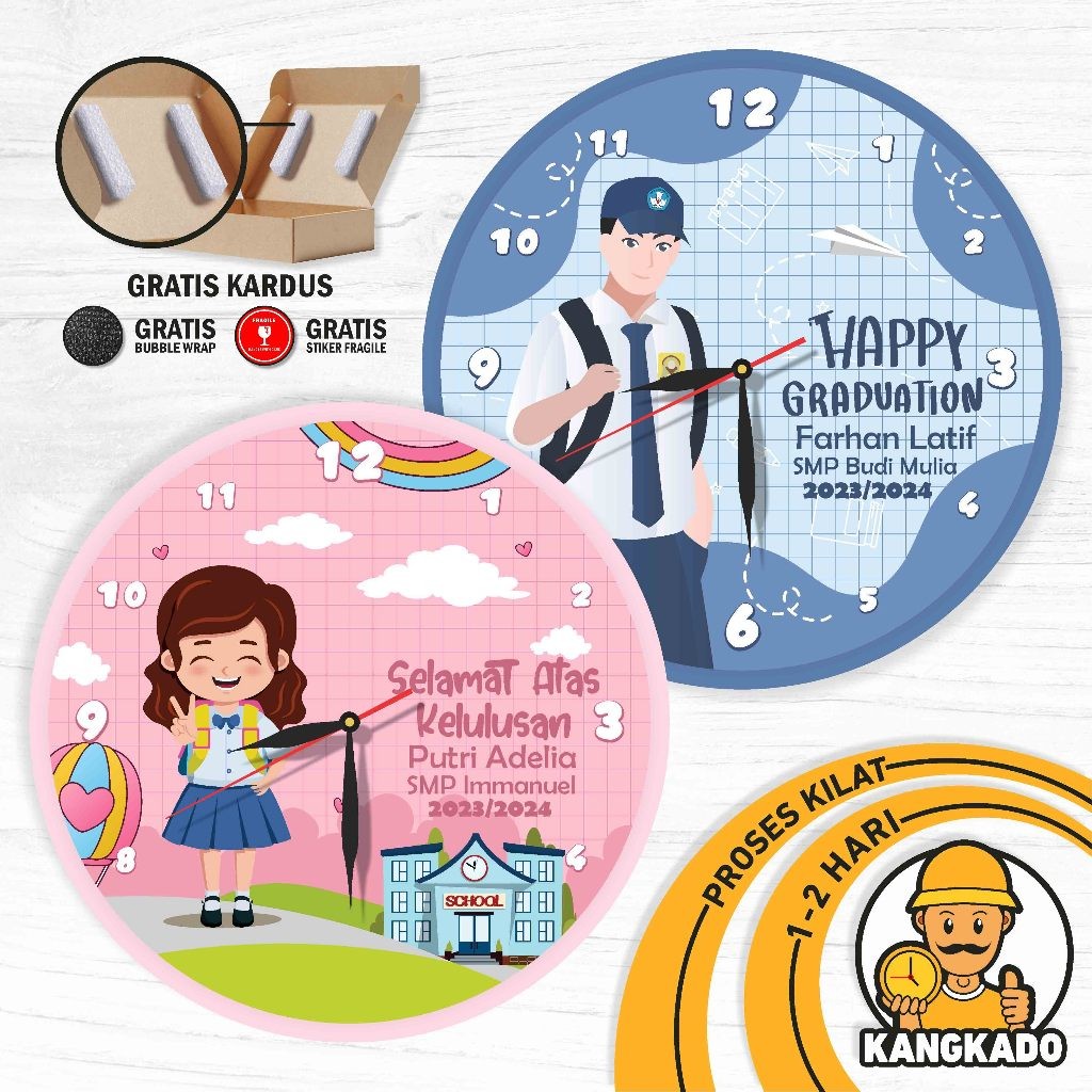Jual Jam Dinding Custom 30CM Hadiah Wisuda SMP Hampers Kenang Kenangan ...