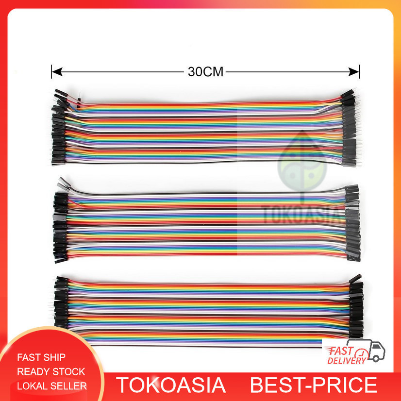 Jual Dupont cable 30CM Line colourful wire 40Pcs length 300mm male to ...