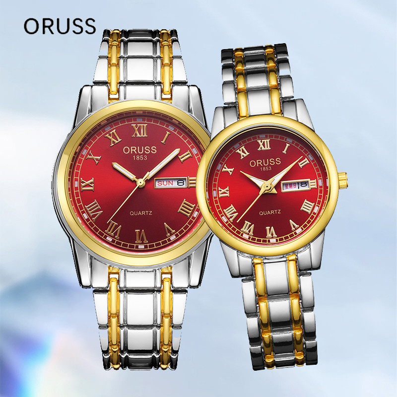 Jual ORUSS Jam Tangan Pasangan 30M Jam Tangan Baja Tahan Karat Tahan ...