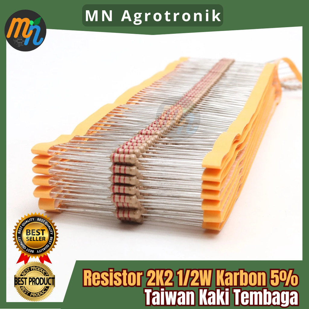 Jual X10 Resistor 2K2 2.2K 1/2W Karbon 5% Original Kaki Tembaga | Shopee Indonesia