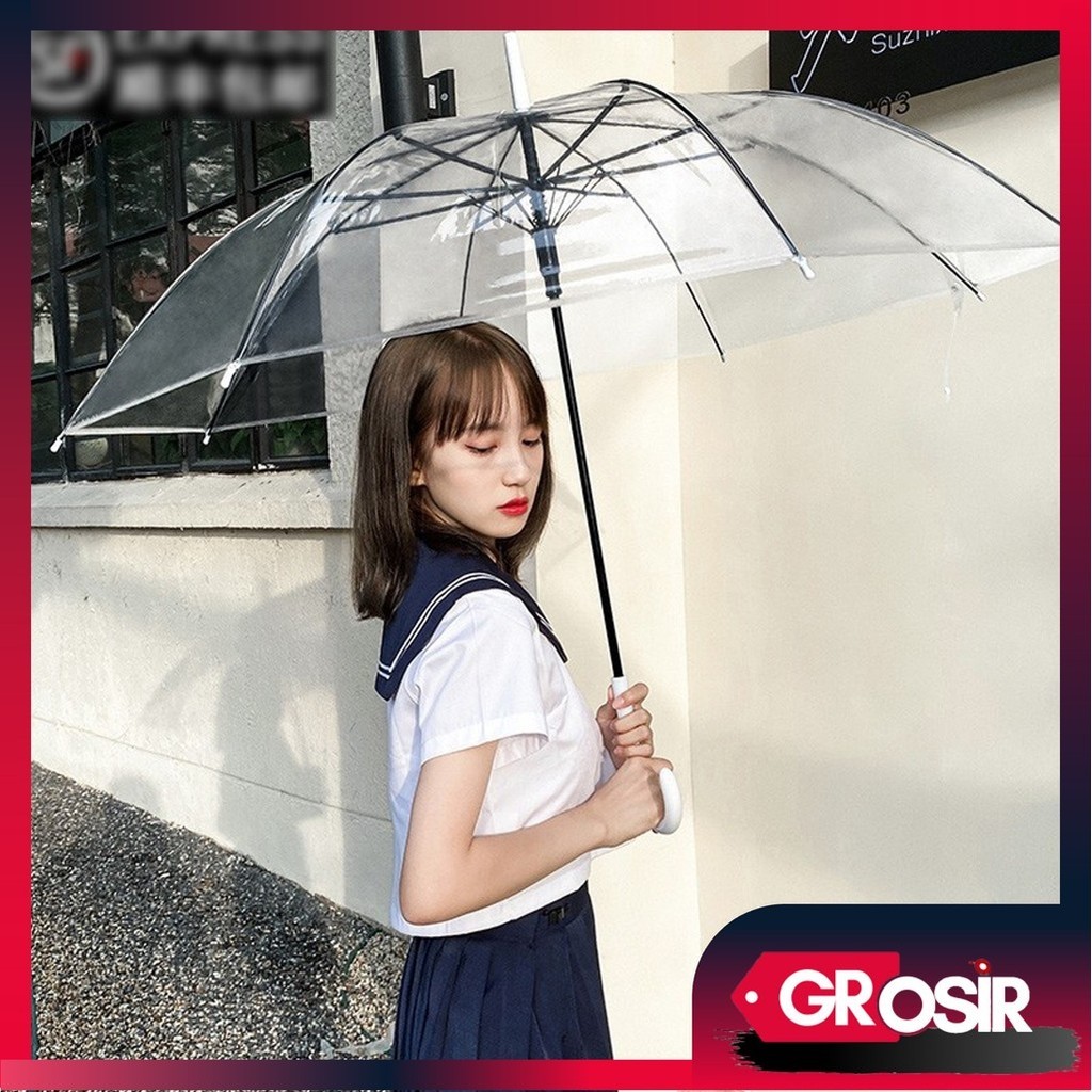 Jual Grosir - P5324 Payung Transparan Style Korea Jepang Polos Warna Warni / Payung Lipat Bening ...