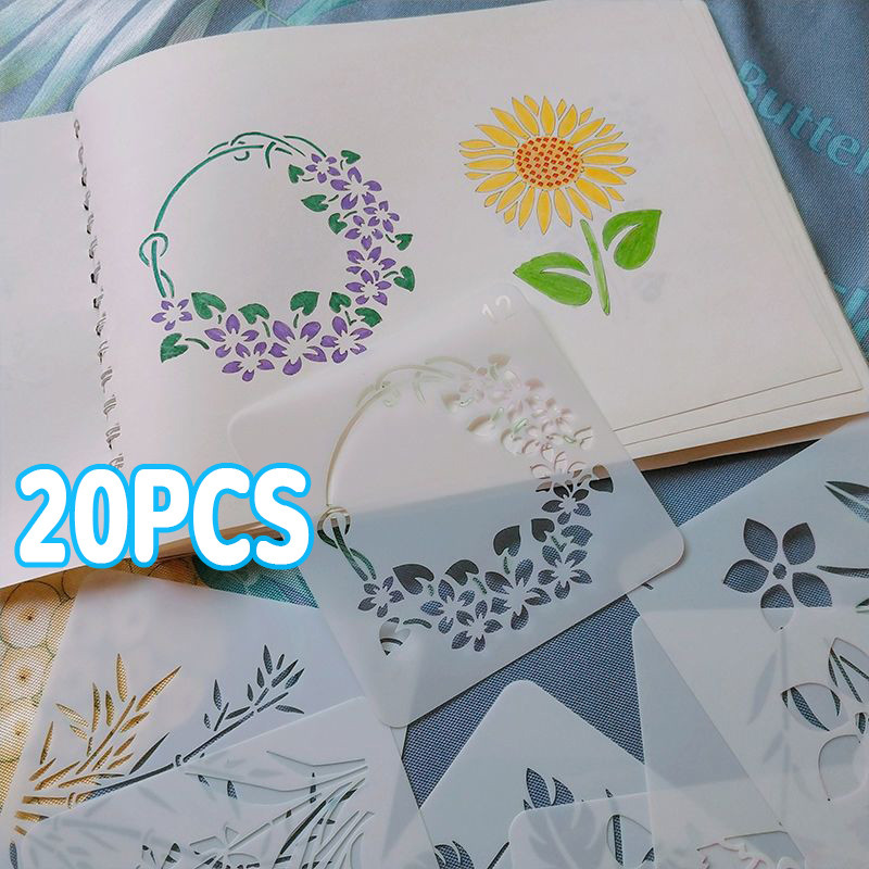 Jual Stensil Kreatif 13x13cm 20 Bunga Template Lubang Untuk Scrapbook ...