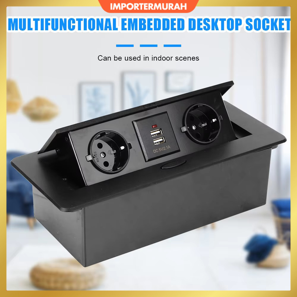 Jual Stop Kontak Tanam Meja Pop Up Electric Plug Socket with USB Port ...