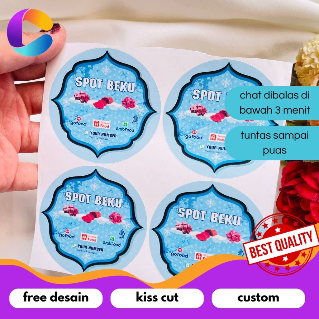 Jual Cetak INC 5-8 Sticker Vinyl Frozen Food Bulat Label Kemasan ...
