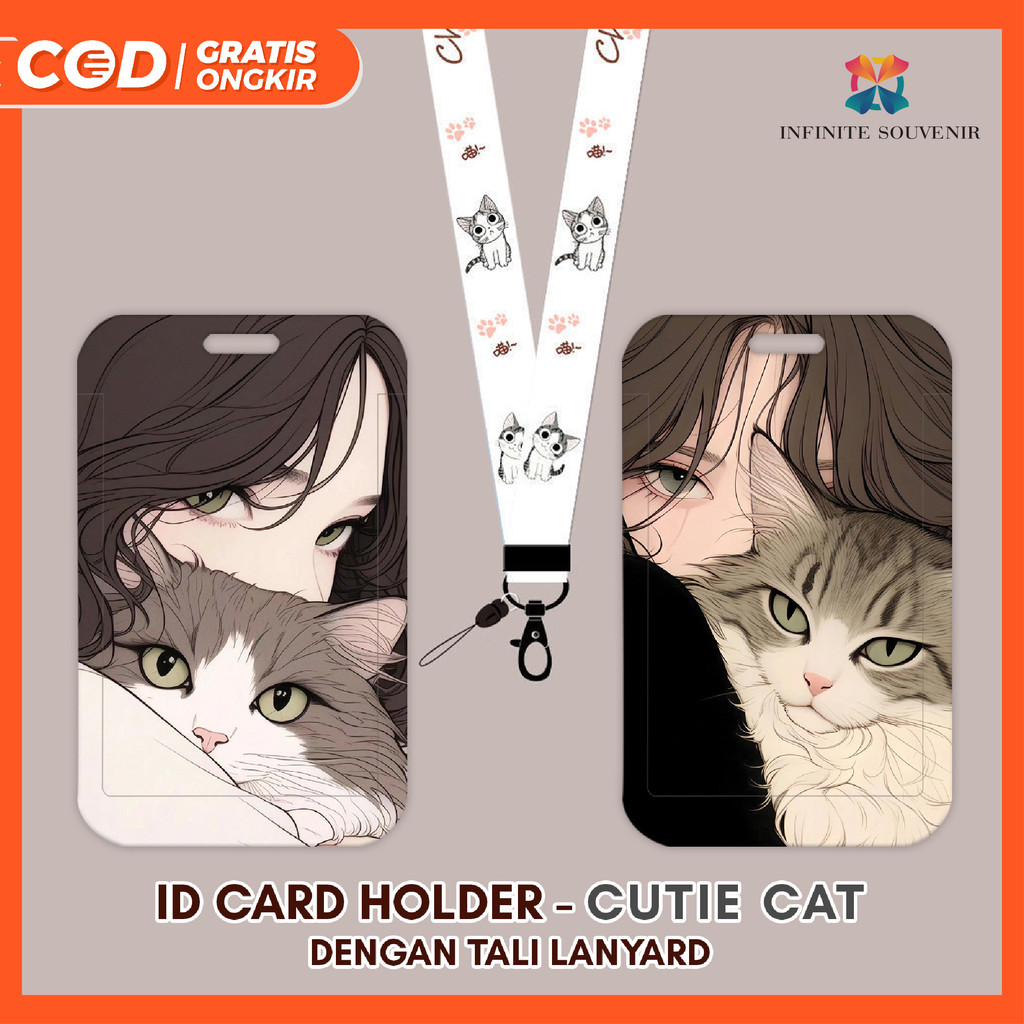 Jual [N004] KUCING IMUT LUCU/ Name Tag Card Holder dengan Tali Lanyard ...