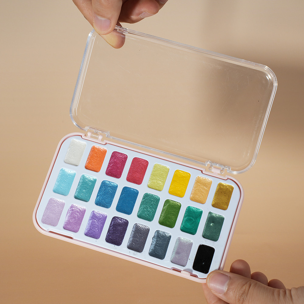 Jual Watercolor Paint Set, 24 Colors of Handmade Pearl Metallic Solid ...