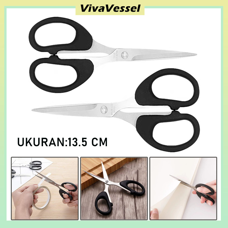 Jual 2PCS Gunting Medium Hitam Ukuran 13.5 CM/Gunting Kertas Kain ...